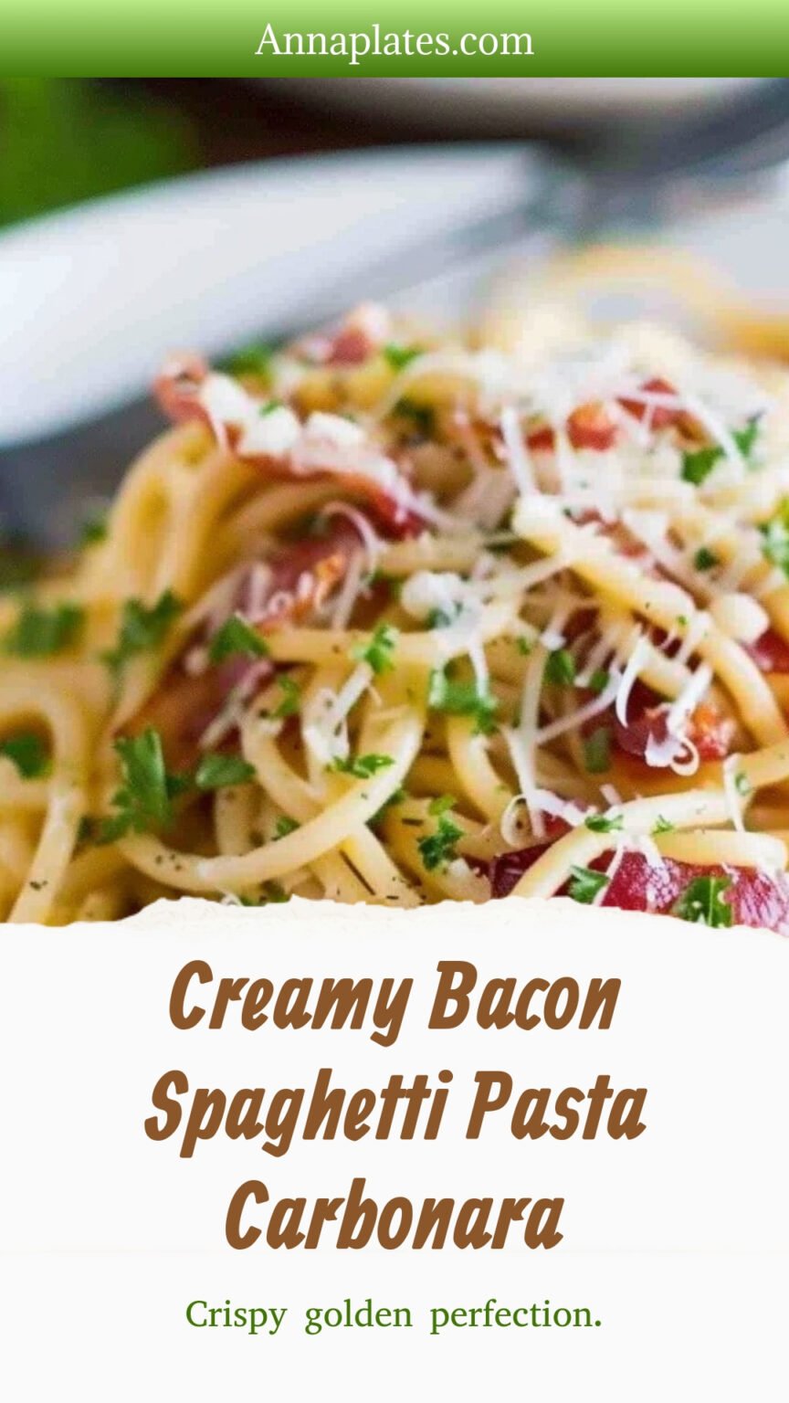 Creamy Bacon Spaghetti Pasta Carbonara: Crispy golden perfection ...