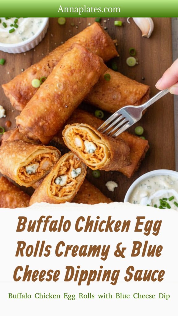 Buffalo Chicken Egg Rolls with Blue Cheese Dip – Anna Plates