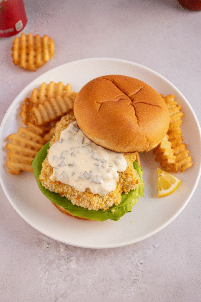 Crispy Baked Fish Sandwich with Tartar Sauce – Anna Plates