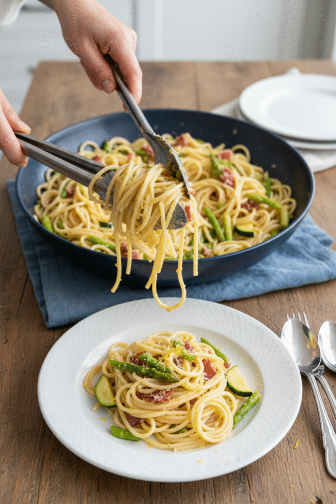 Summer Spaghetti Carbonara Recipe The Schmidty Wife – Anna Plates